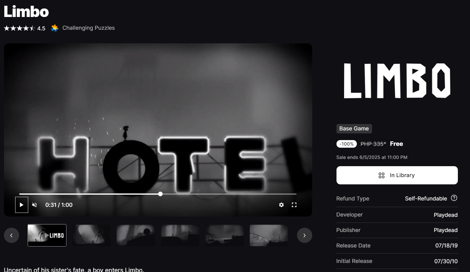 Limbo Free Epic Games – Grab This Indie Classic Now!